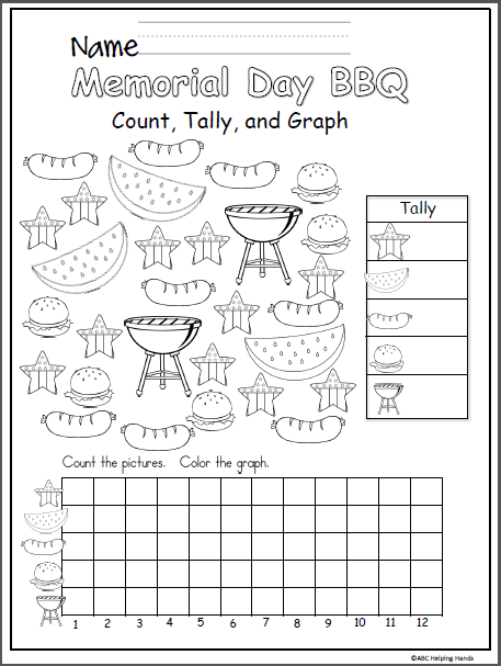 Memorial Day BBQ Math Graph And Writing Worksheets 4 Pages Made By 