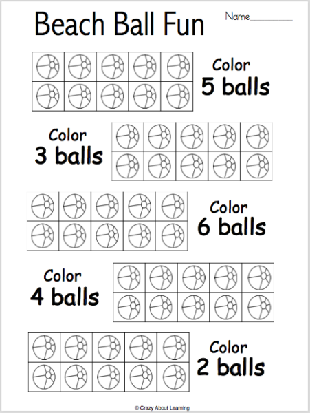 Summer Kindergarten Number Worksheets - Practice Number 6 - Made By ...