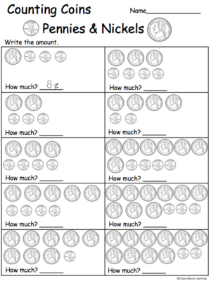 Free Counting Money Pennies & Nickels Worksheet - Made By Teachers