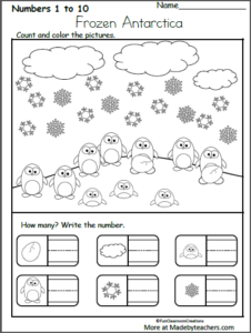 Free Kindergarten Winter Math Worksheet - Count and Write Numbers ...