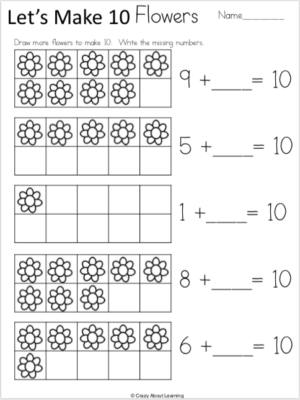 Free Spring Math Worksheet for Preschool - Color the Flowers - Made By ...