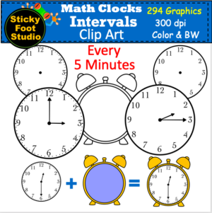 Clock Intervals Clip Art for Math - Made By Teachers
