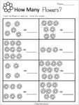 Free Count the Flowers Math Worksheets for Kindergarten | Made By Teachers