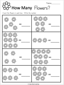 Free Spring Math Worksheet for Preschool - Color the Flowers | Made By ...