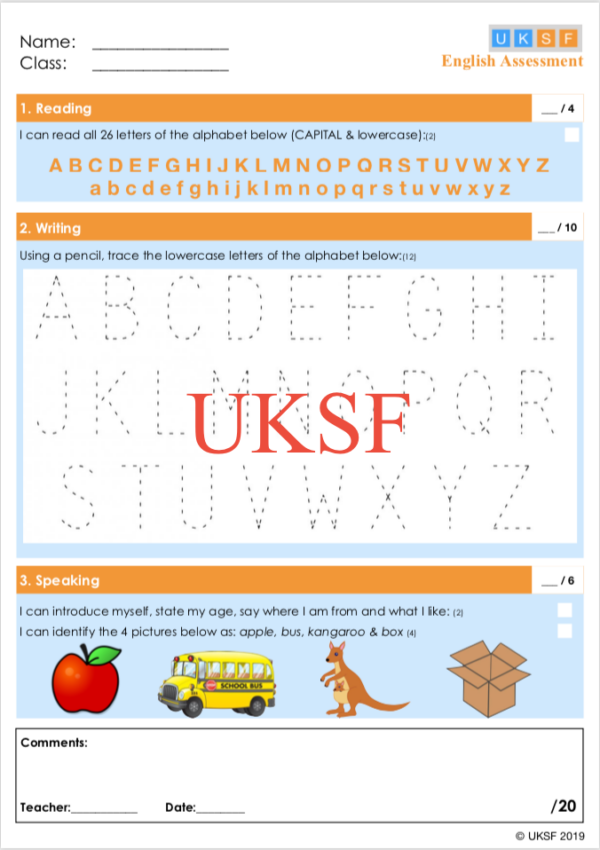 English Assessment (K, PreK) Kindergarten ESL - Made By Teachers