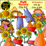 Fall Clip Art Variety Set - 30 Graphics - BW and Color - Made By Teachers