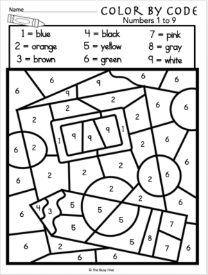 Color By Code Apple Worksheets - Kindergarten Math - Numbers 1 to 5 ...