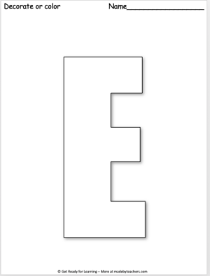 Free Giant Letter E Worksheet - Color It | Made By Teachers