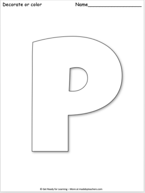 Free Giant Letter P Worksheet - Color It | Made By Teachers