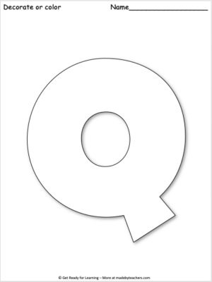 Free Giant Letter Q Worksheet - Color It | Made By Teachers