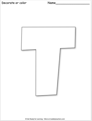 Free Giant Letter T Worksheet - Color It - Made By Teachers