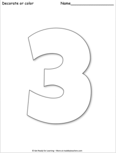 Giant Number 3 Coloring Page | Made By Teachers