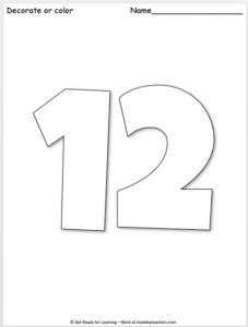 Giant Number 12 Coloring Page - Made By Teachers
