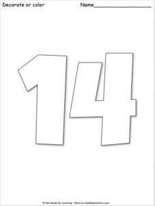 Giant Number 14 Coloring Page - Made By Teachers
