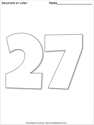 Giant Number 27 Coloring Page | Made By Teachers