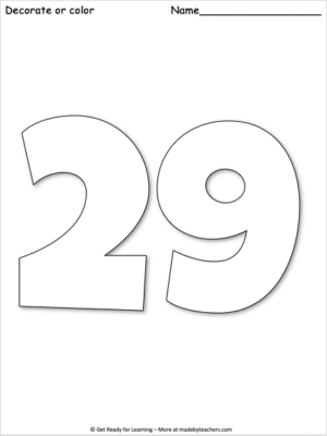 Giant Number 29 Coloring Page - Made By Teachers