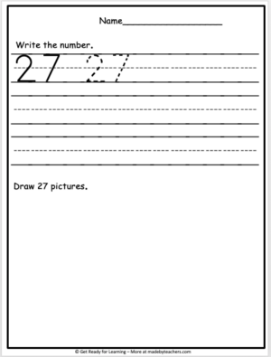 Math Number Writing Practice - Number 27 | Made By Teachers