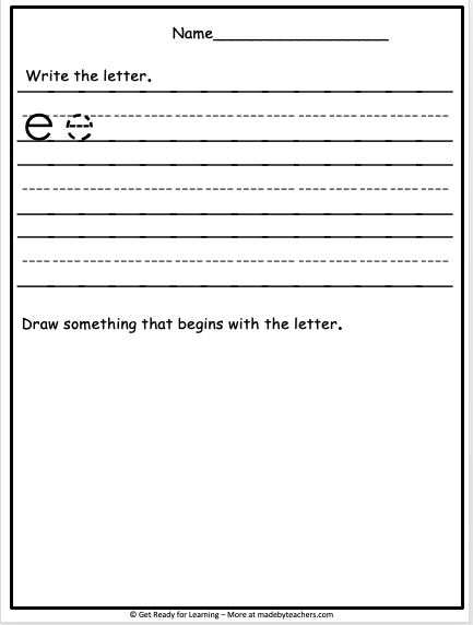 Lowercase E Letter Writing Practice | Made By Teachers