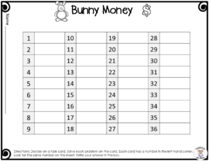Money - Story Problem Task Cards - Bunny Money - Made By Teachers