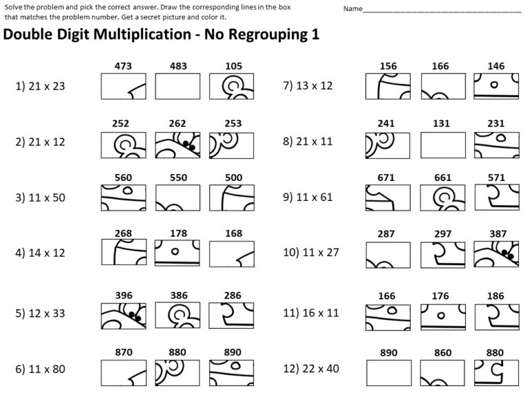 Double Digit Multiplication Grid Drawing Math Worksheets | Made By Teachers