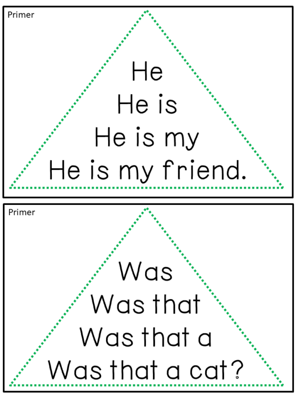 Reading Fluency Passages - Fluency Triangles® for Primer Sight Word ...
