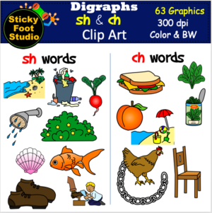 Digraphs Clip Art - Sh and Ch (63 graphics) - Made By Teachers