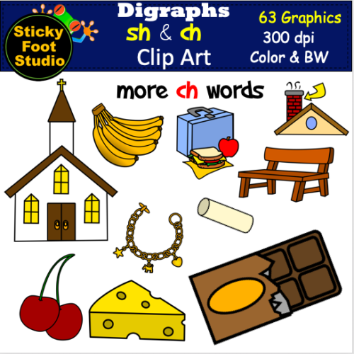 Digraphs Clip Art - Sh and Ch (63 graphics) - Made By Teachers