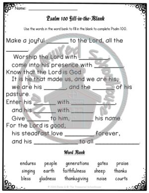 Psalm 100 Worksheet & Activity Pack | Made By Teachers