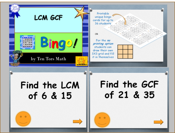GCF & LCM Bingo Game | Made By Teachers