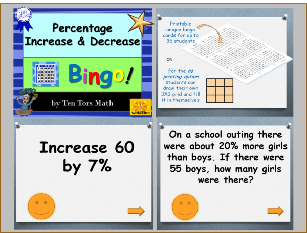 Percentage Increase and Decrease Game - Made By Teachers