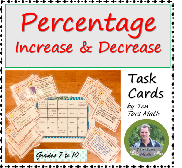 Percentage Increase & Decrease Task Cards - Made By Teachers