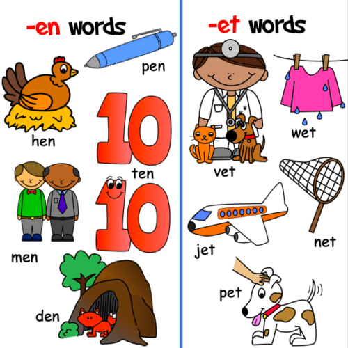 Short E Vowel CVC Word Family Clip Art Made By Teachers