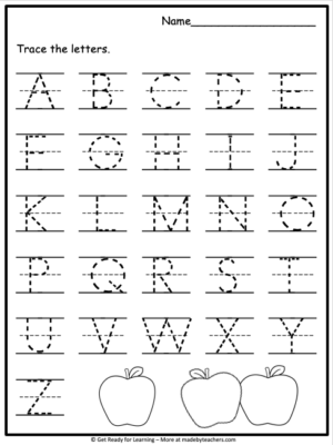 Missing Uppercase Letters Apple Time Worksheet - Made By Teachers