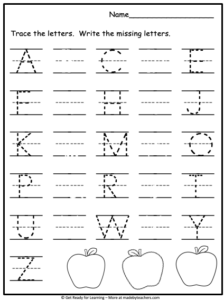 Free Uppercase Alphabet Worksheet for Fall Apple Season | Made By Teachers