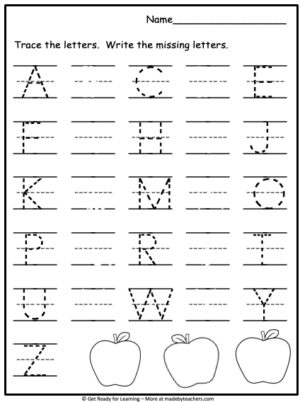 Free Uppercase Alphabet Worksheet for Fall Apple Season | Made By Teachers
