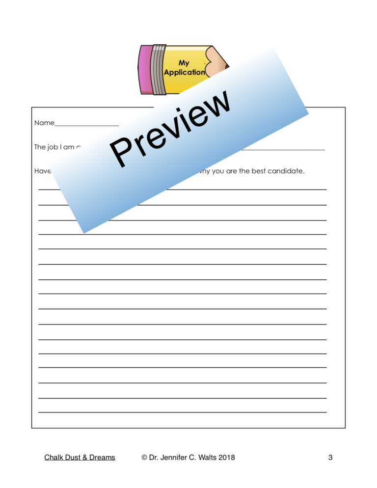 Classroom Helper Job Application | Made By Teachers