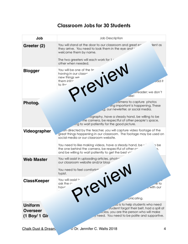 Classroom Helper Job Application | Made By Teachers