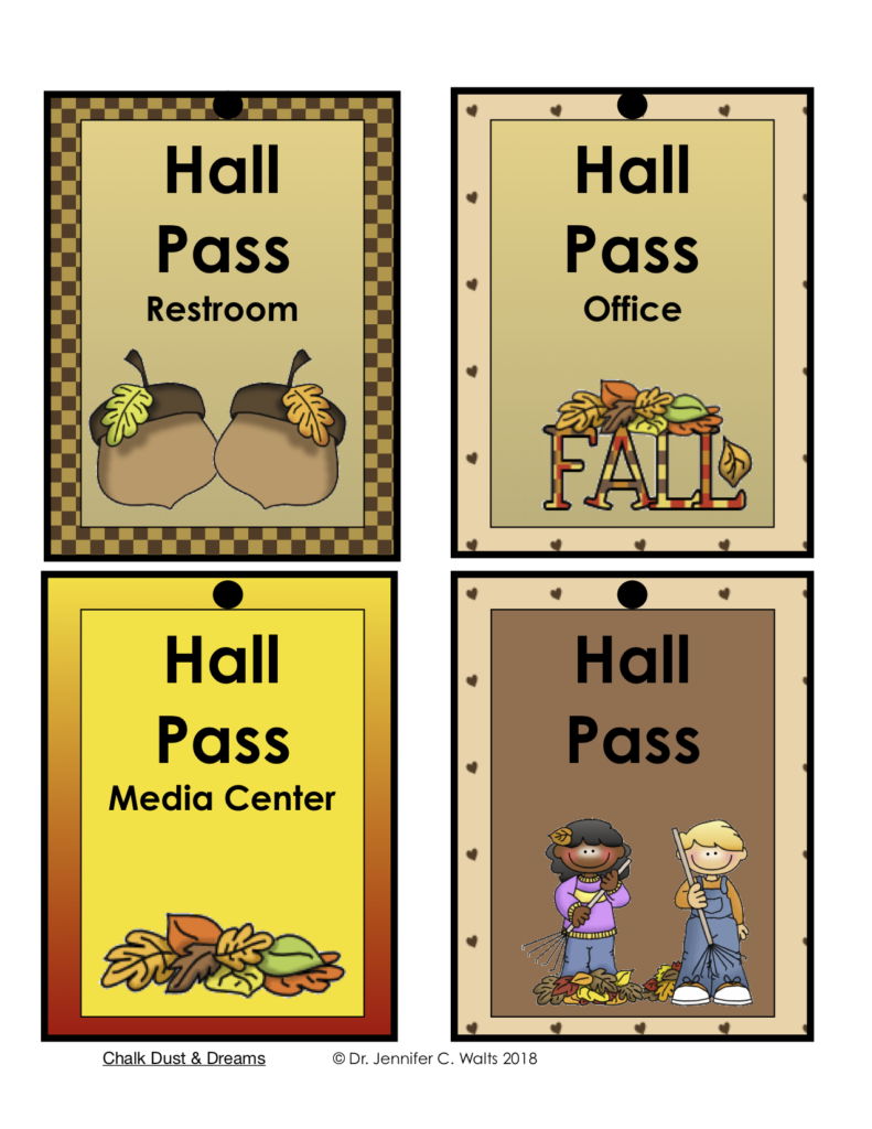 Autumn Hall Passes - Made By Teachers