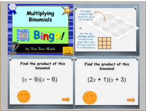 Multiplying Binomials Game | Made By Teachers