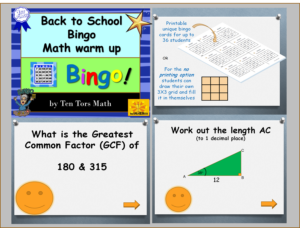 Back to School Math Review Game (grades 9-11) - Made By Teachers