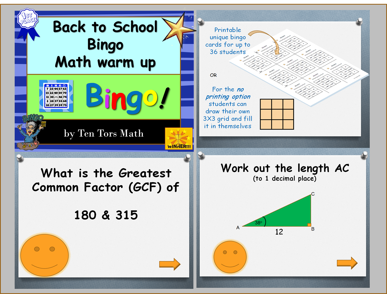 Back to School Math Review Game (grades 9-11) - Made By Teachers