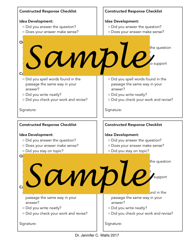 Constructed Response Student Self-Check | Made By Teachers