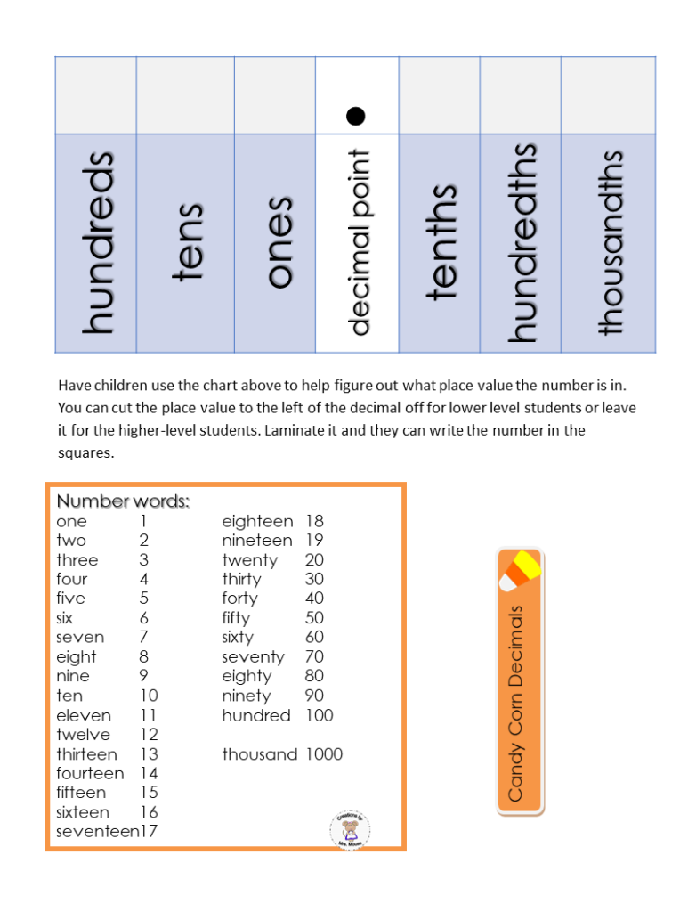Decimals - Candy Corn Decimals - Made By Teachers