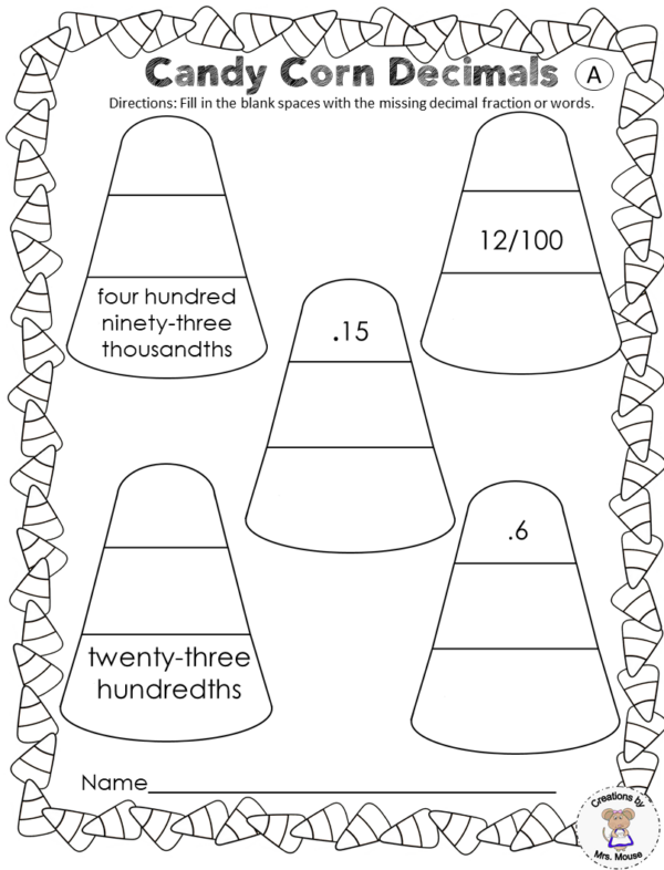 Decimals - Candy Corn Decimals | Made By Teachers
