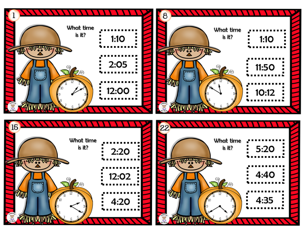 Harvest Time Cards - Time to 5 Minutes | Made By Teachers