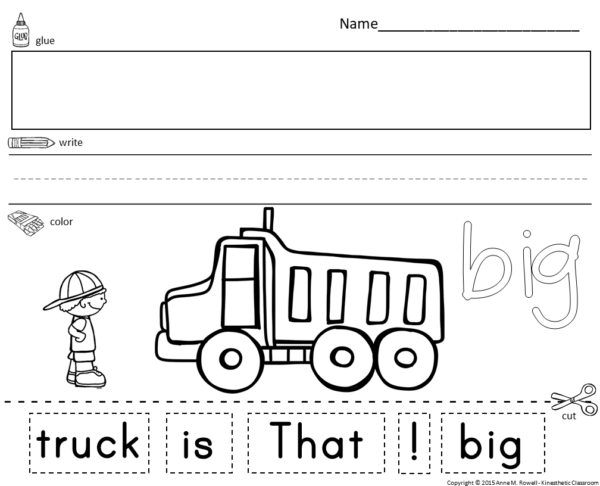 Sight Word Sentence Read, Write, and Cut and Paste Worksheets Print and ...
