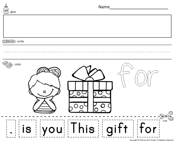 Sight Word Sentence Read, Write, and Cut and Paste Worksheets Print and ...