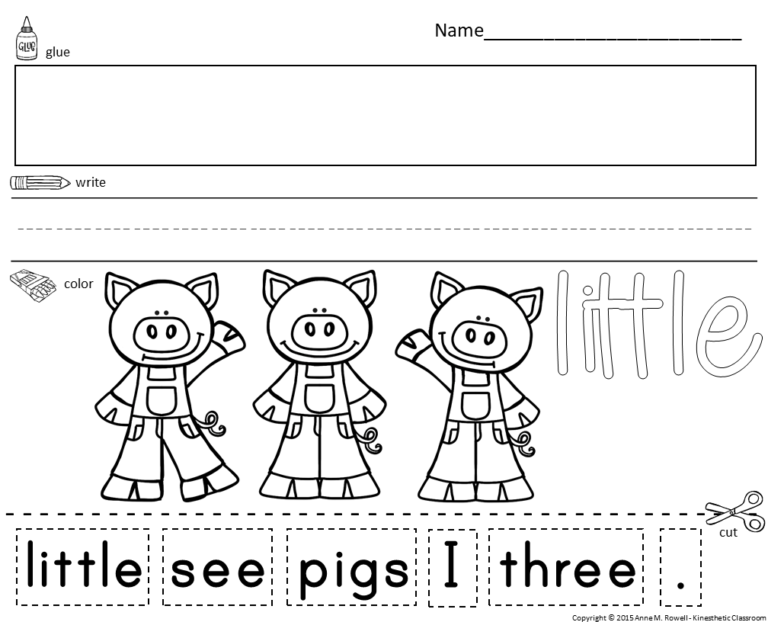 Sight Word Sentence Read, Write, and Cut and Paste Worksheets Print and ...