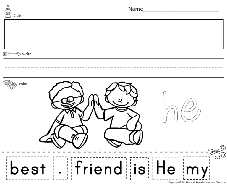 Sight Word Sentence Read, Write, and Cut and Paste Worksheets Print and ...