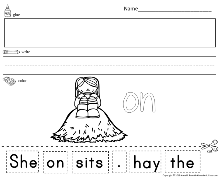 Sight Word Sentence Read, Write, and Cut and Paste Worksheets Print and ...